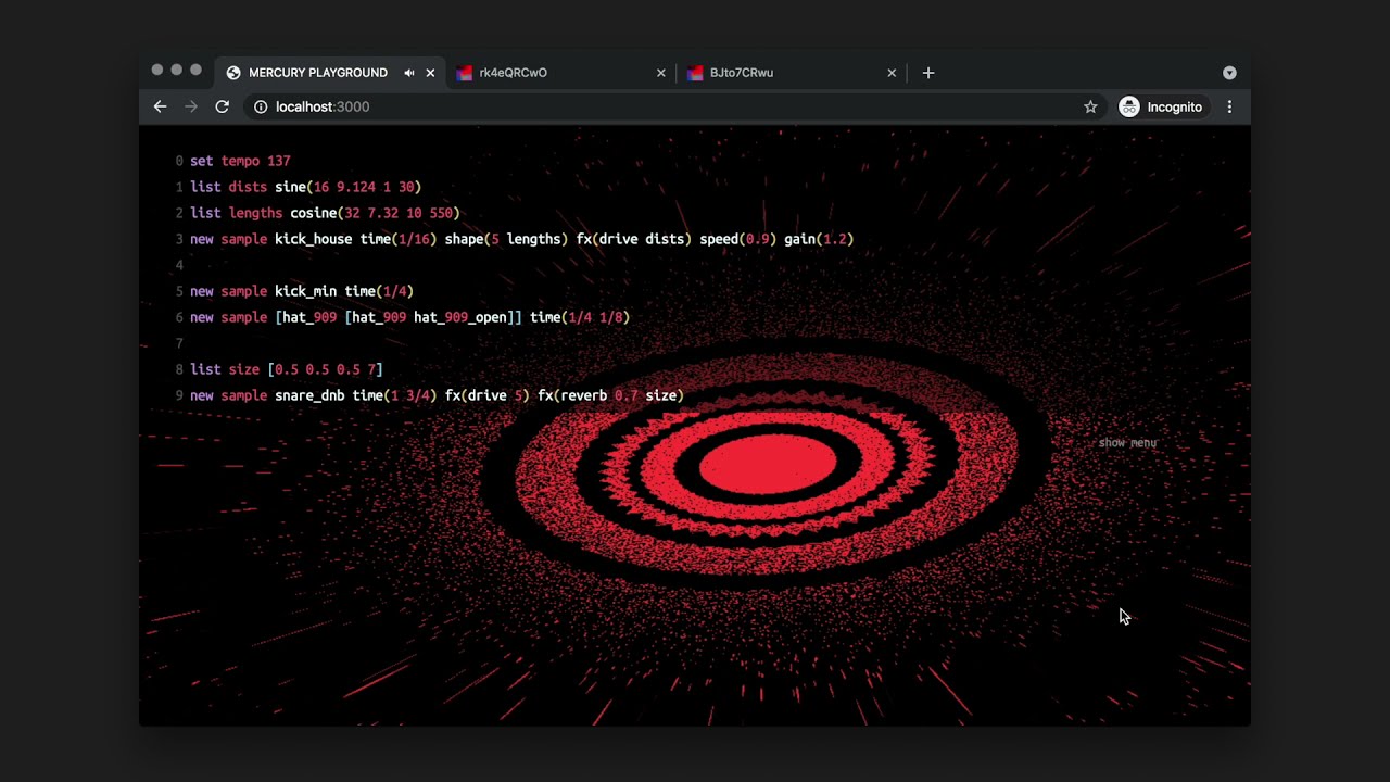 Mercury Live Coding (Browser or MaxMSP) - General - lines