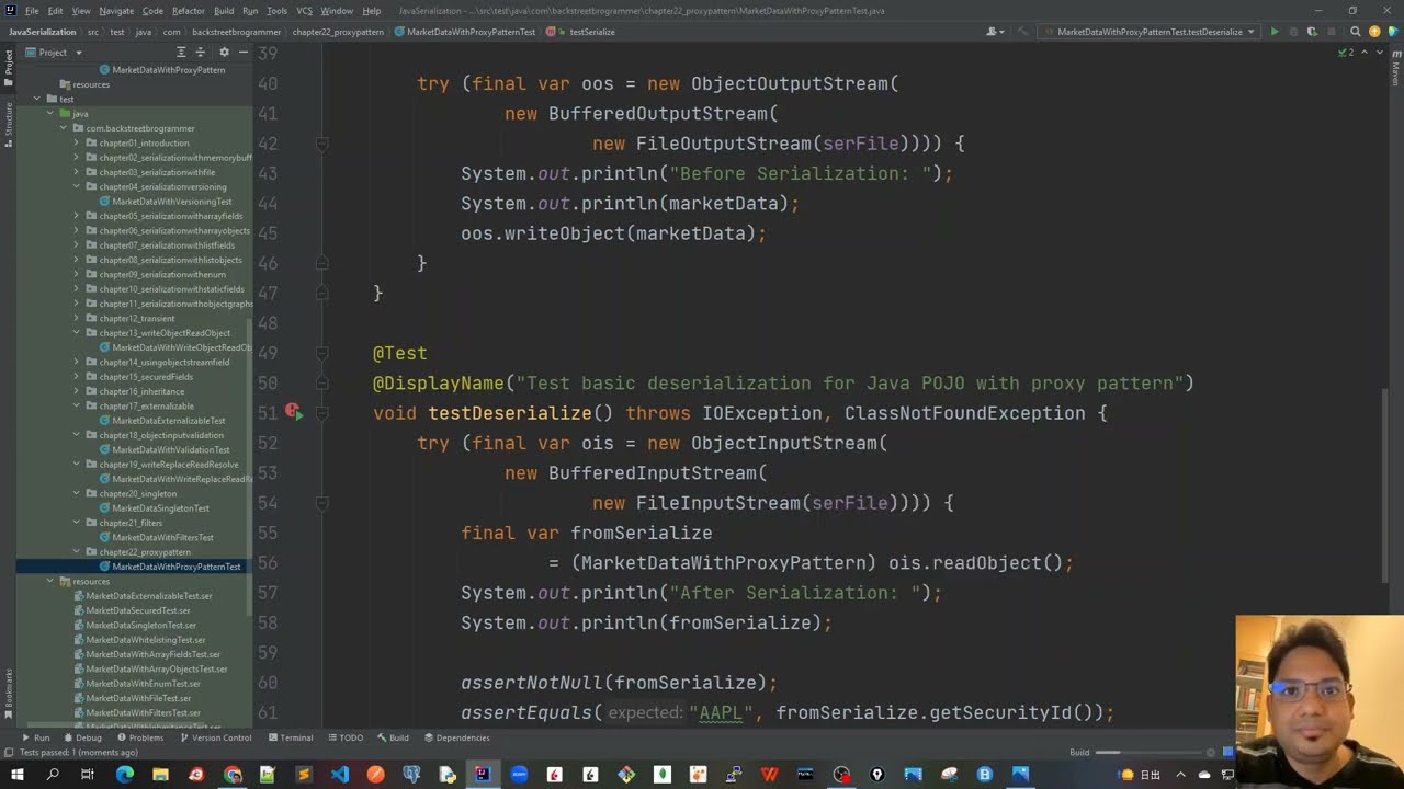 62 - Java Serialization Proxy Pattern - Unit Tests Code Demo
