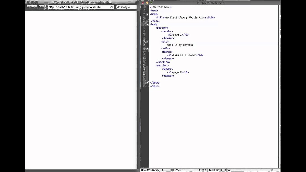 Create a basic jQuery Mobile application