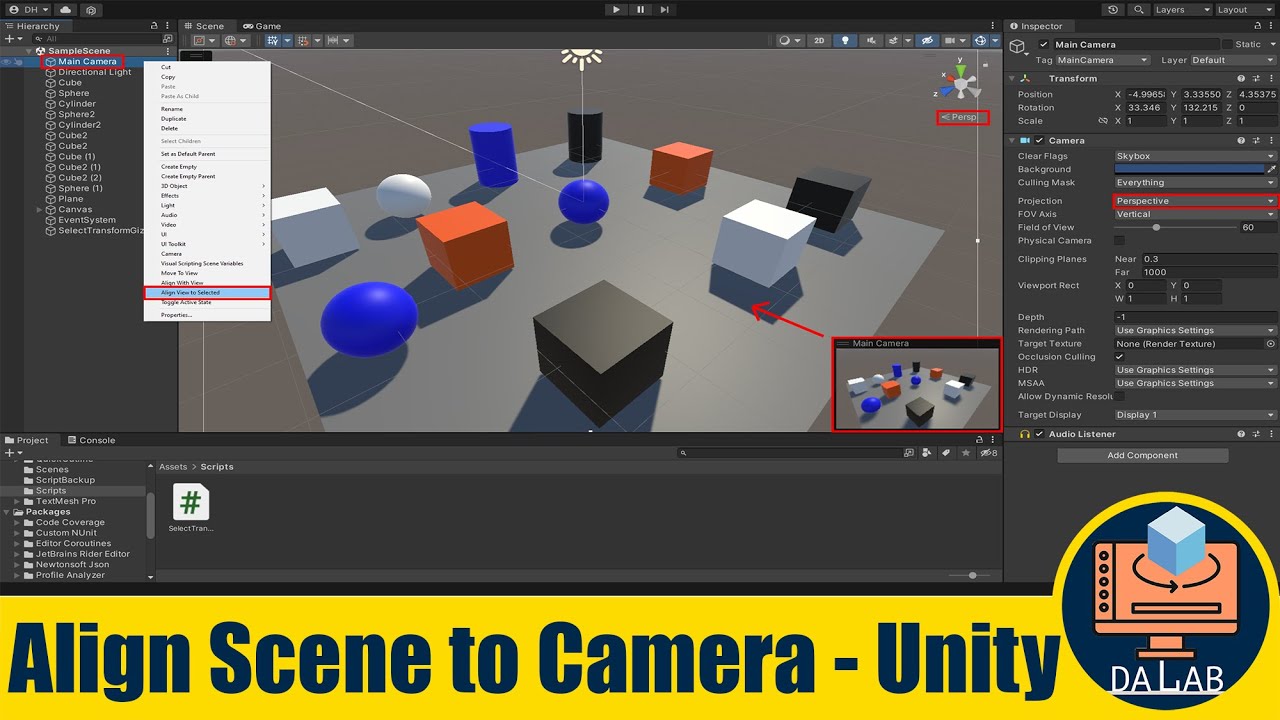 Align Scene View to Camera in Unity