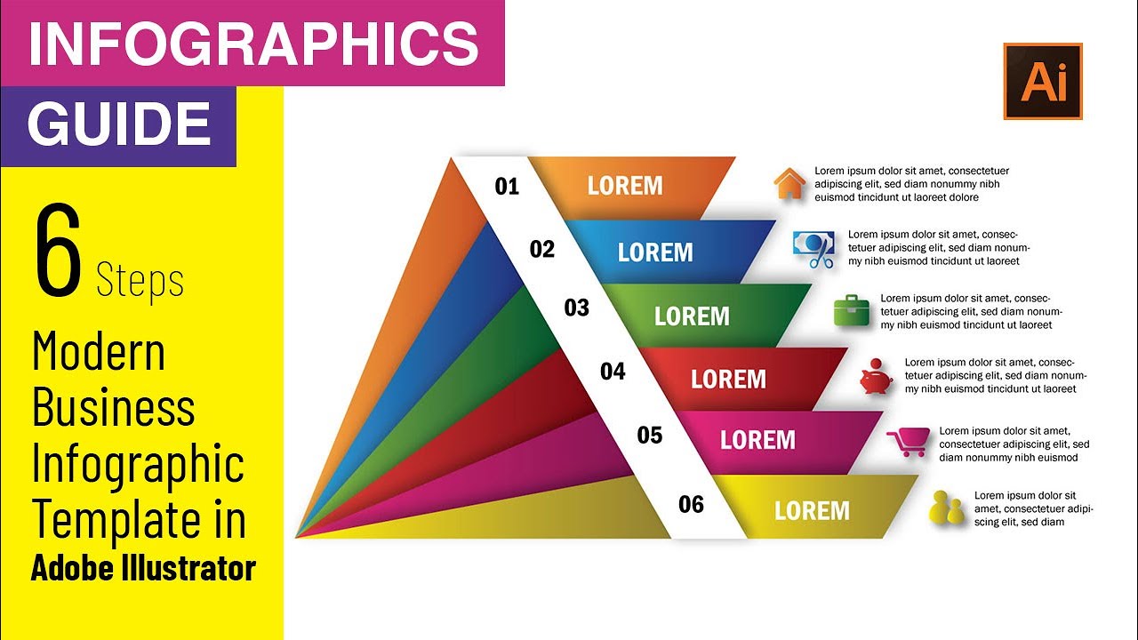 Six Options Adobe Illustrator Modern Marketing Infographic Template