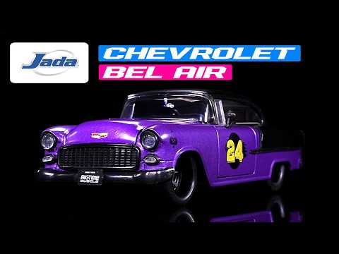 1955 Chevrolet Bel Air #24 Purple Metallic and Matt Black 1/24 Diecast Model Car by Jada