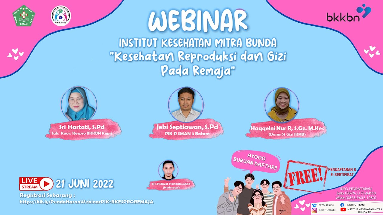 WEBINAR KESEHATAN REPRODUKSI DAN GIZI PADA REMAJA | INSTITUT KESEHATAN MITRA BUNDA
