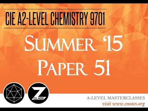 CIE A2 Chemistry 9701 | S15 P51 | Solved Past Paper