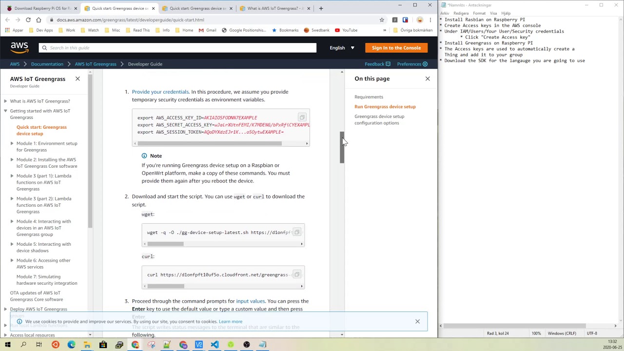 IOT setup tutorial for AWS Greengrass tutorial series