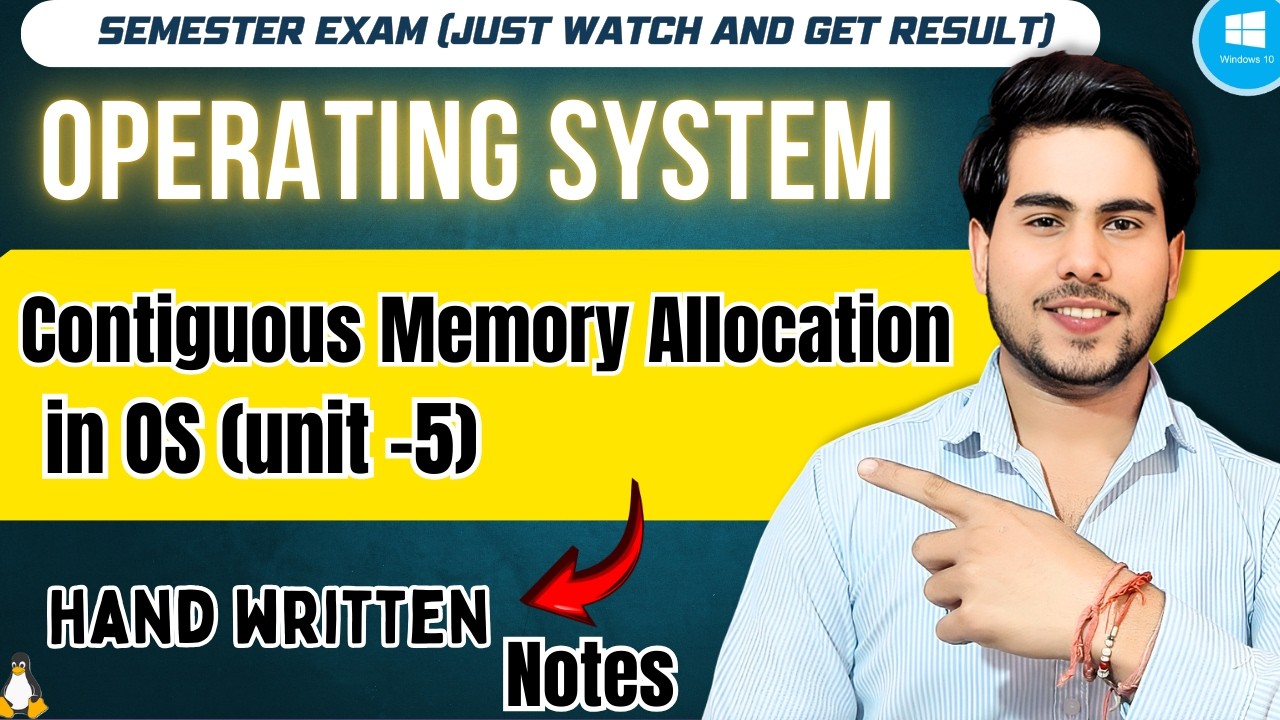 Contiguous Memory Allocation in OS Explained | First Fit, Best Fit, Worst Fit with Handwritten Notes