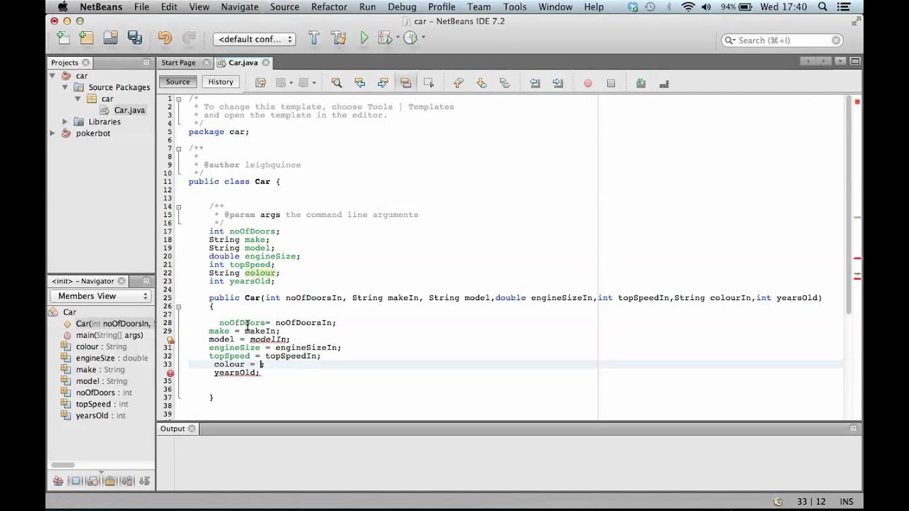 creating the car class
