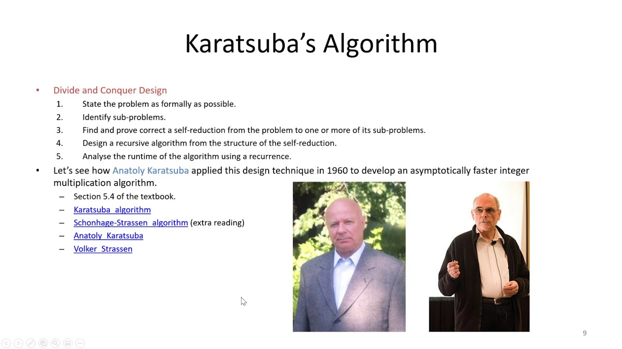 Karatsuba's algorithm for integer mult - Divide and Conquer - Design and Analysis of Algorithms