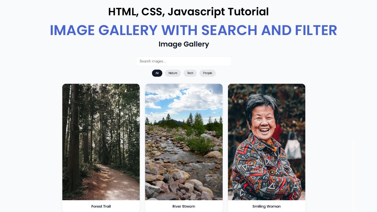 Create a Filterable Image Gallery with Search | HTML, CSS & JavaScript Tutorial