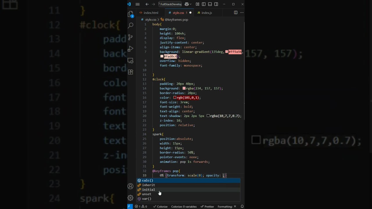 Beautiful Digital Clock | HTML CSS JavaScript #shorts  #html #css #javascript #tutorials #trending