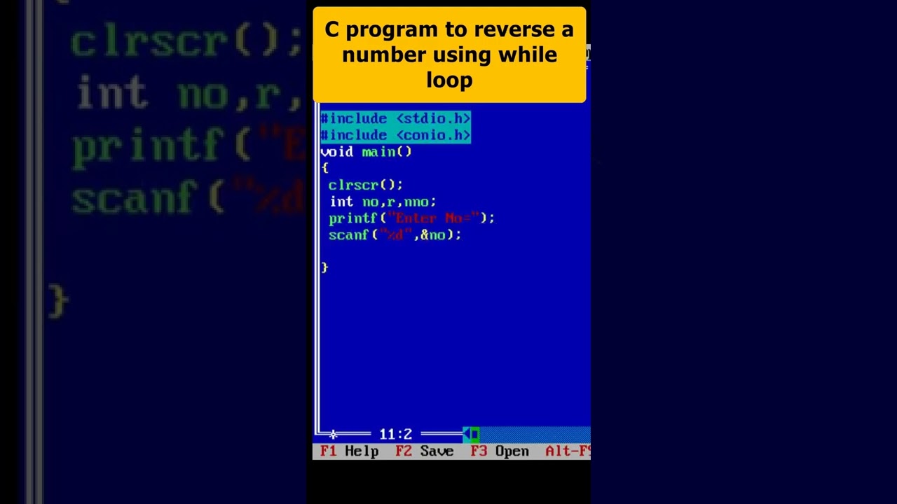 Reverse Number Program using While Loop in C Program Part 59 | C Programming #cprogramming