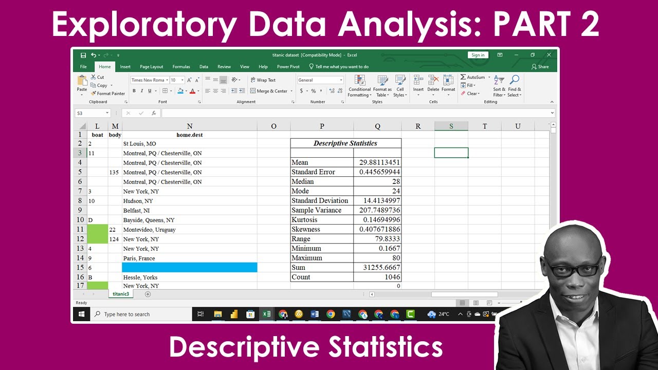 Exploratory Data Analysis Part 2 Descriptive Statistics with Excel