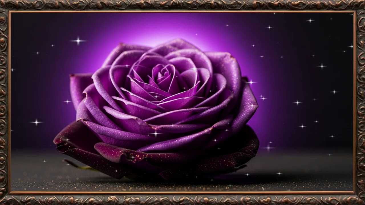 Glowing Purple Rose Wall Art 4K | Elegant Romantic Background Loop