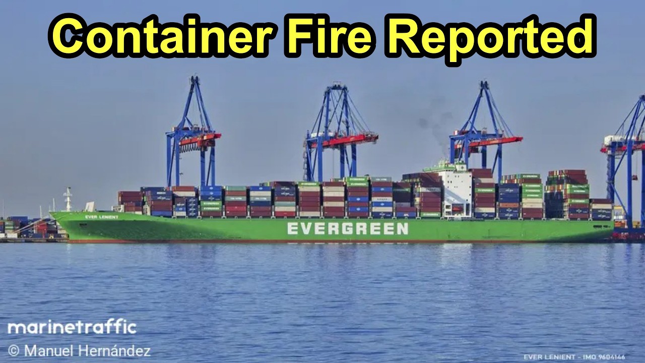 Singaporean Responders Put Out Container Fire on Evergreen Boxship.