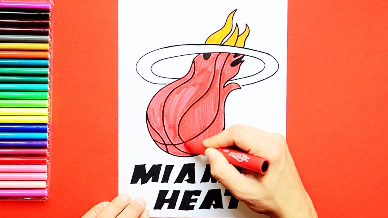 How to draw Miami Heat Logo (NBA Team)