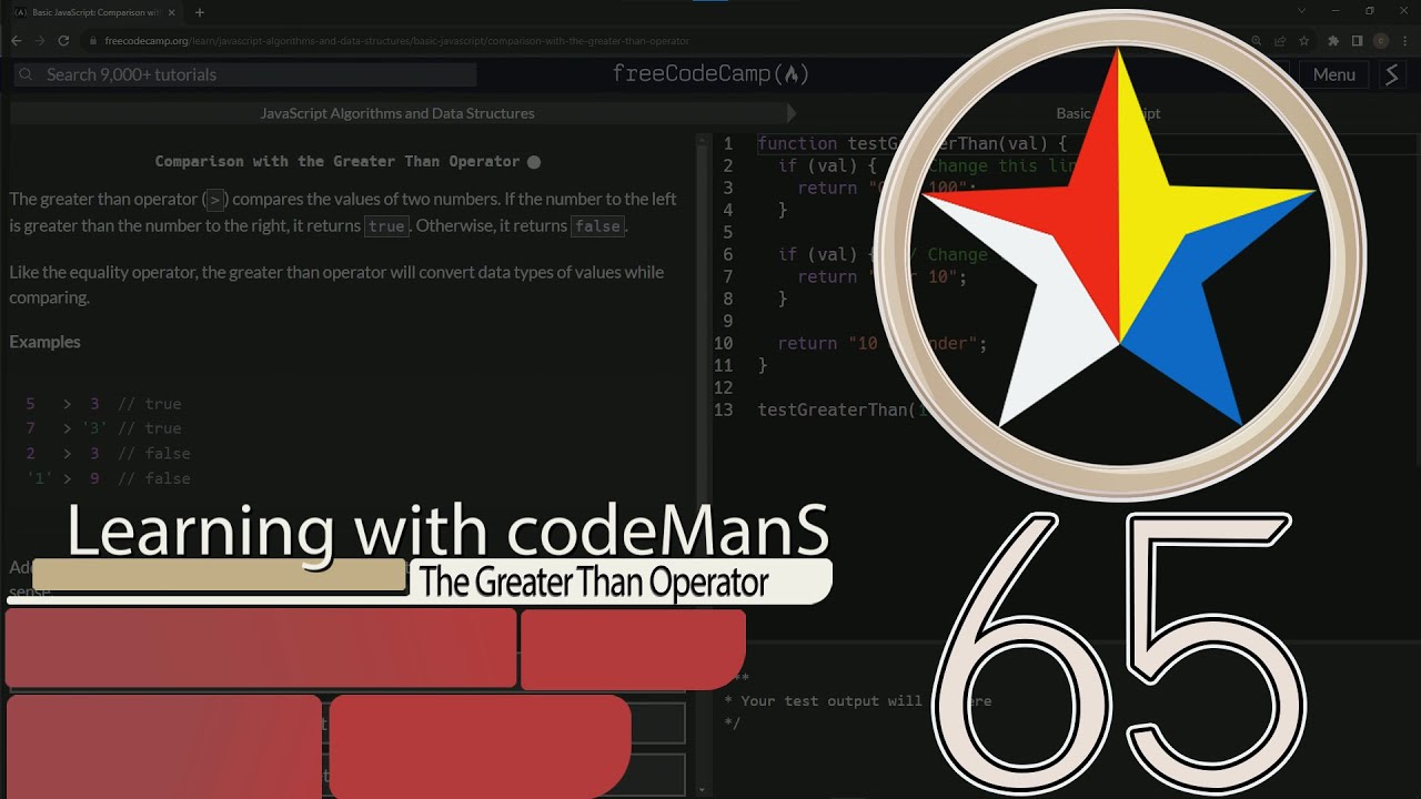 JavaScript Basic 65: Comparison with the Greater Than Operator | FreeCodeCamp
