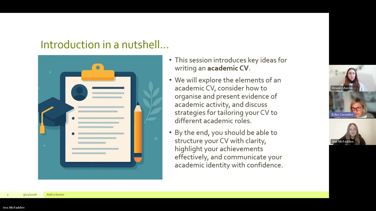 Cara Webinar on Academic CV Writing: Dr Erika Corradini