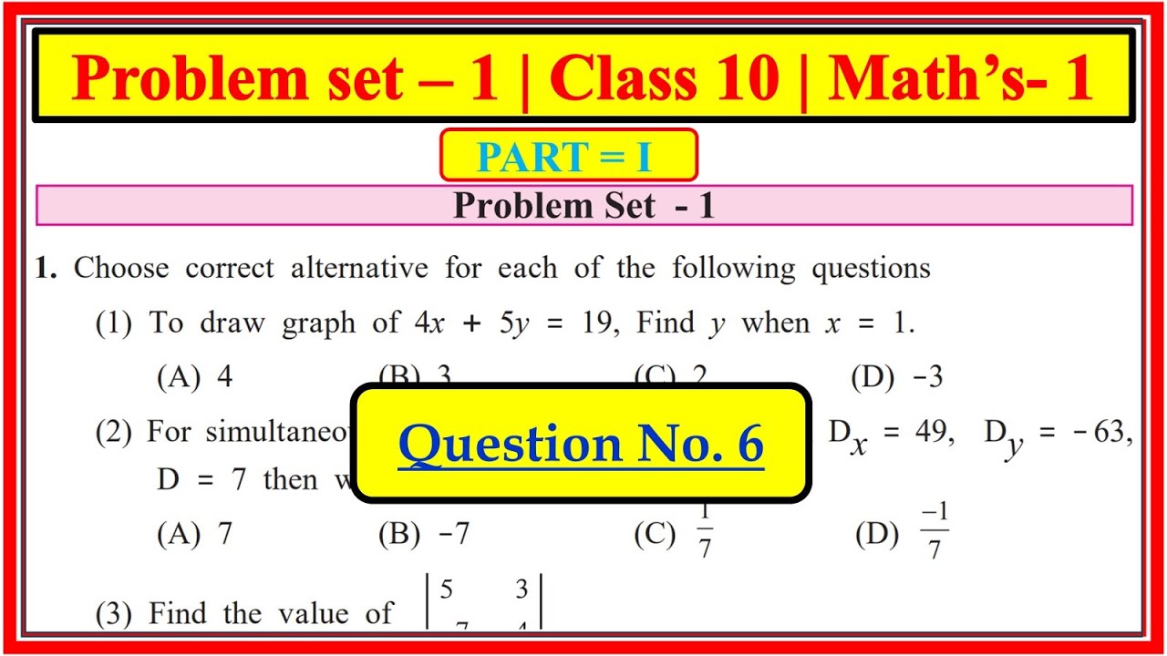 Problem Set 1 Class 10th maths 1| Chapter 1 Linear equations in two variable | Question No.6 #std10