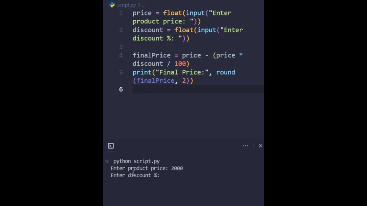 Discount Calculator in Python 🐍 | Simple Program for Beginners #Shorts