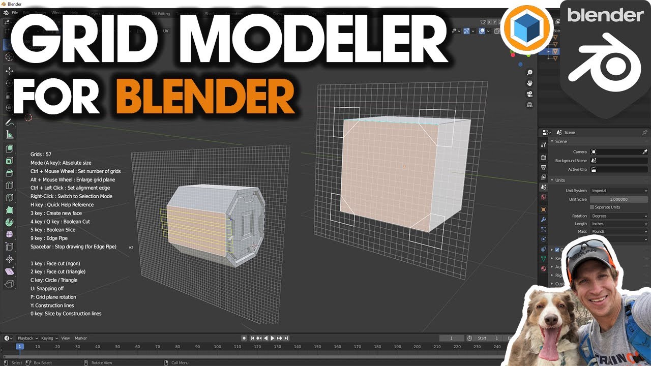 Hard Surface Modeling in Blender with GRID MODELER!