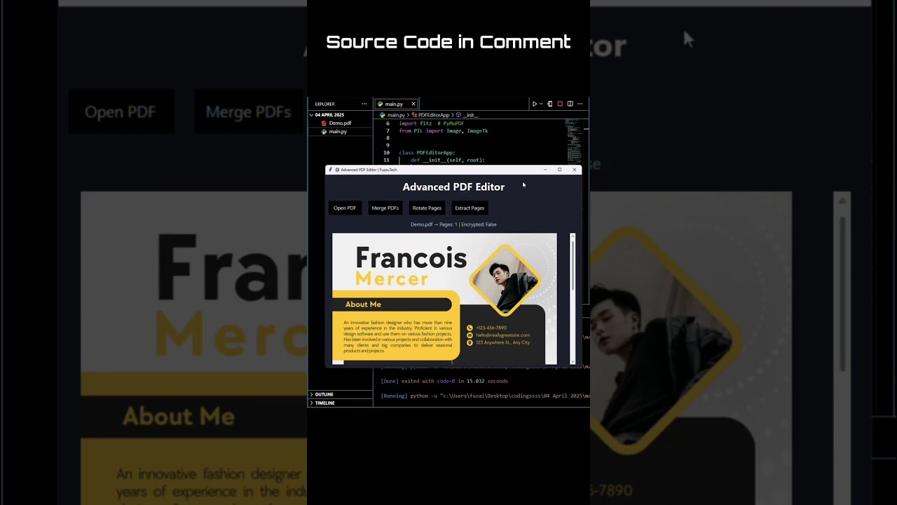 This AI-Like PDF Editor in Python is INSANE! 🔥 #python #project #gui #pdfeditor #coding #shorts
