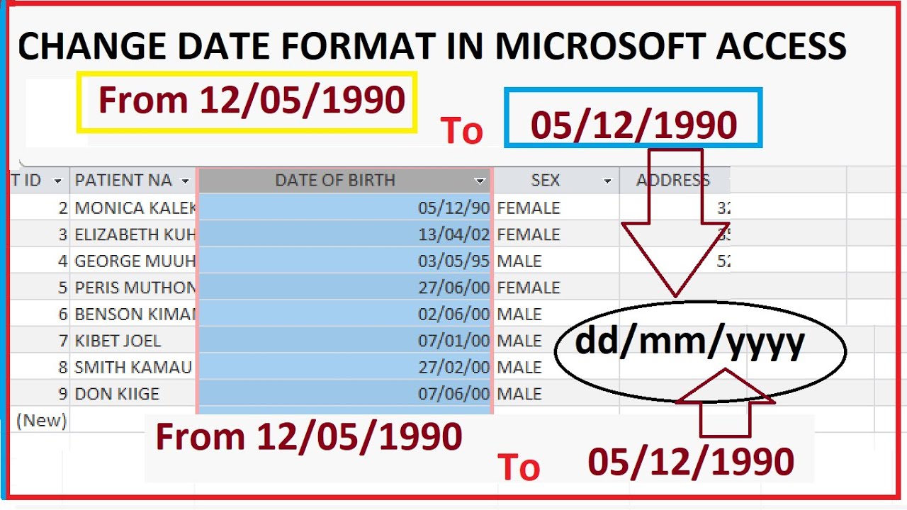 How to Change Date Format in Microsoft Access Objects e.g. Tables  (dd/mm/yyyy)