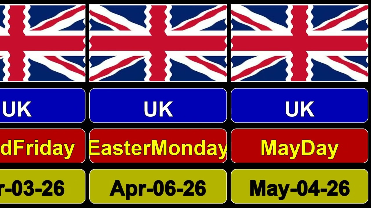 Public and national holidays in Uk 2026