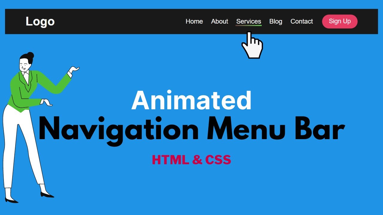 Create a Modern Navbar with Hover Effects using HTML & CSS | Animated Navigation Menu Bar