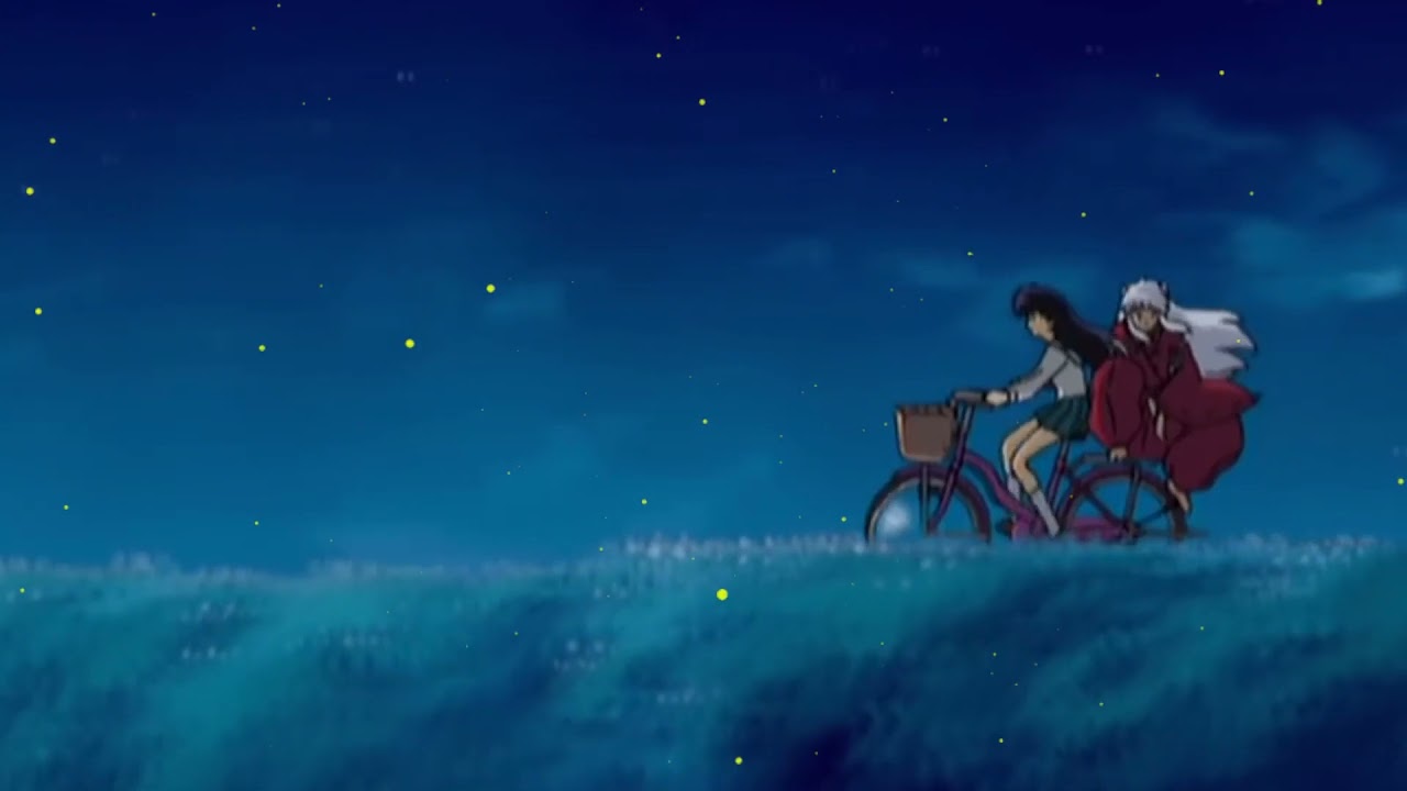 「🌙 Relaxing night ambience & music🌙」| | ♡Kagome & Inuyasha go on a peaceful bike ride together♡