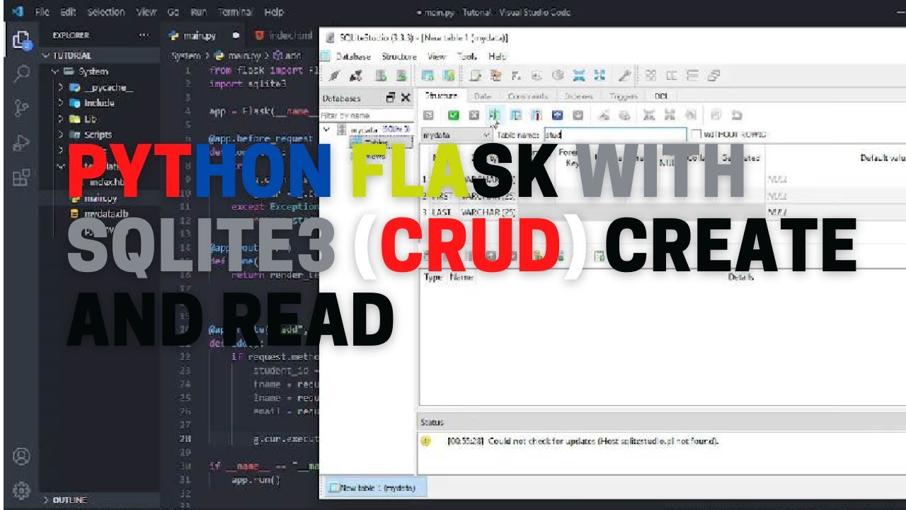 Python Flask with SQLite3 (CRUD)  CREATE and READ - Tutorial Part 3 ( 1 of 2 )