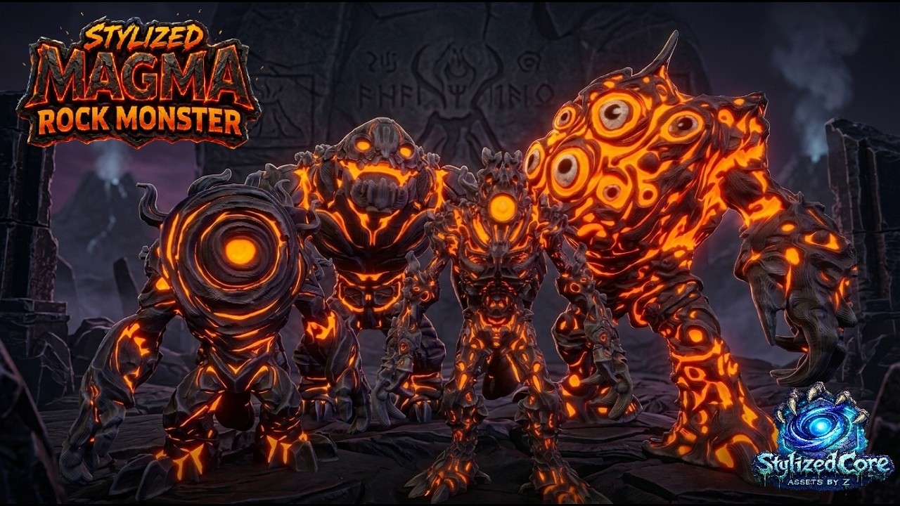 Magma Rock Pack 1 – All Skin Variants | 4K Rotating Showcase