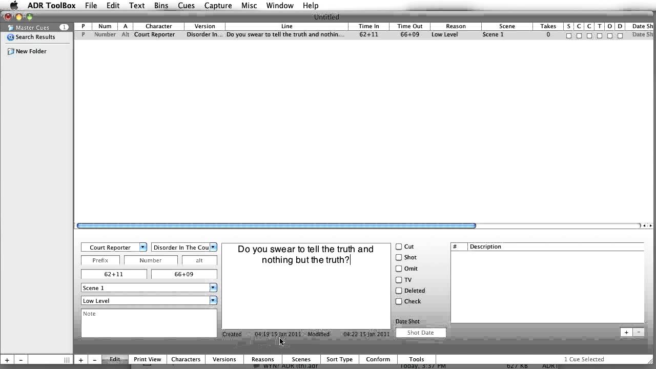 2 ADR ToolBox Creating A Cue