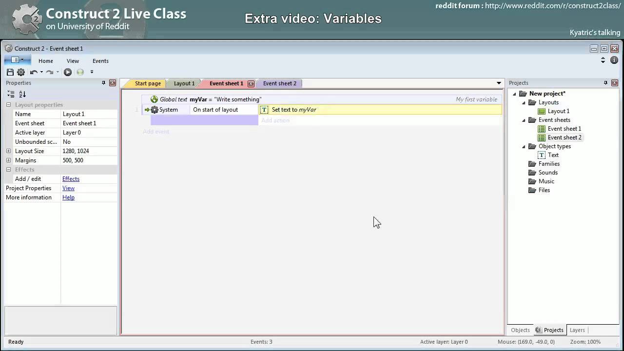 Construct2Live Class - Extra - Variables - 1 / 5