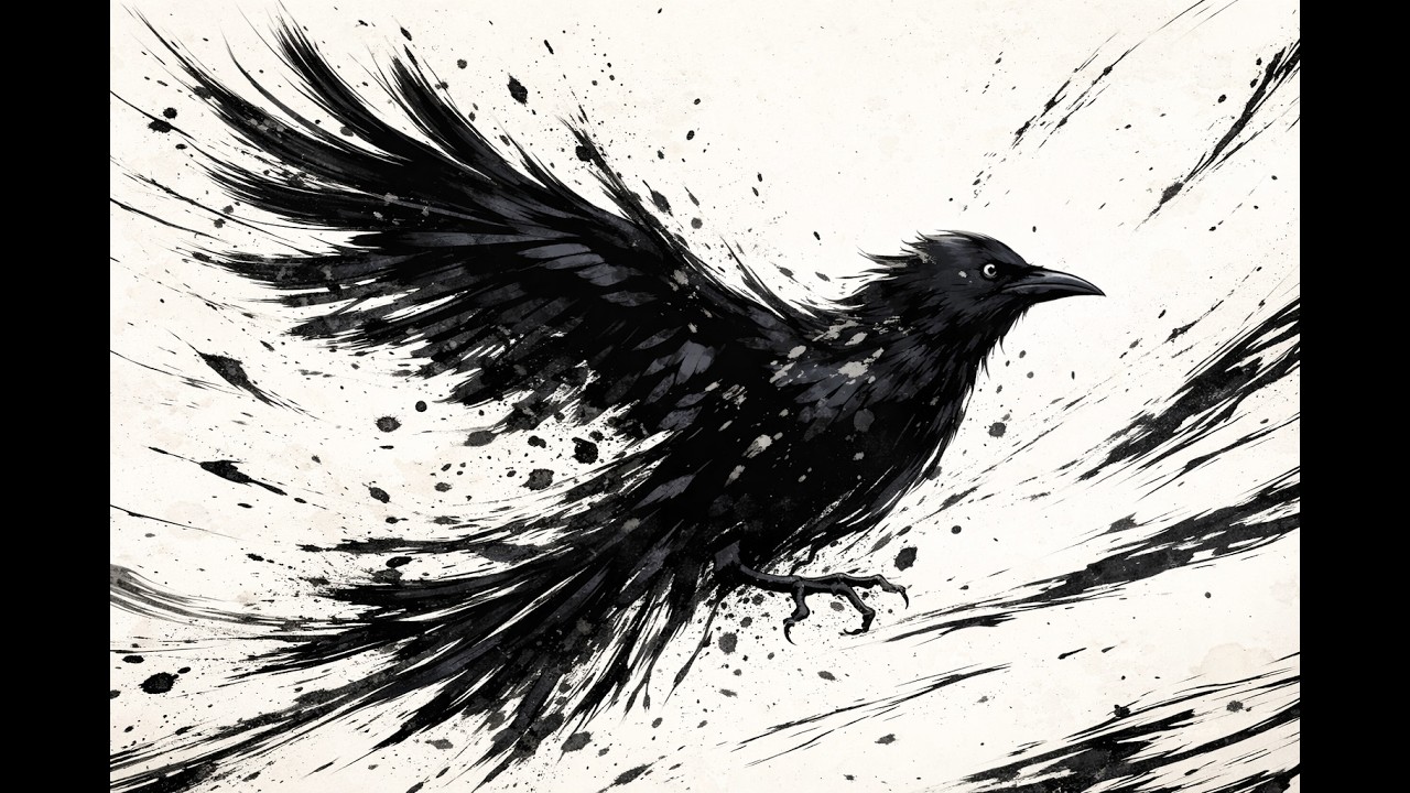 Ink splash crow wallpaper, 9 hour