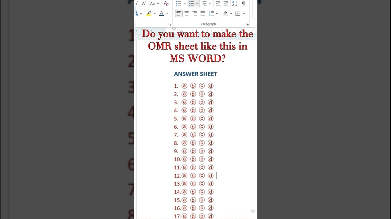 How to make OMR sheet in MS Word| Make OMR Sheet | OMR Sheet | Excel IQ Insight 🤔