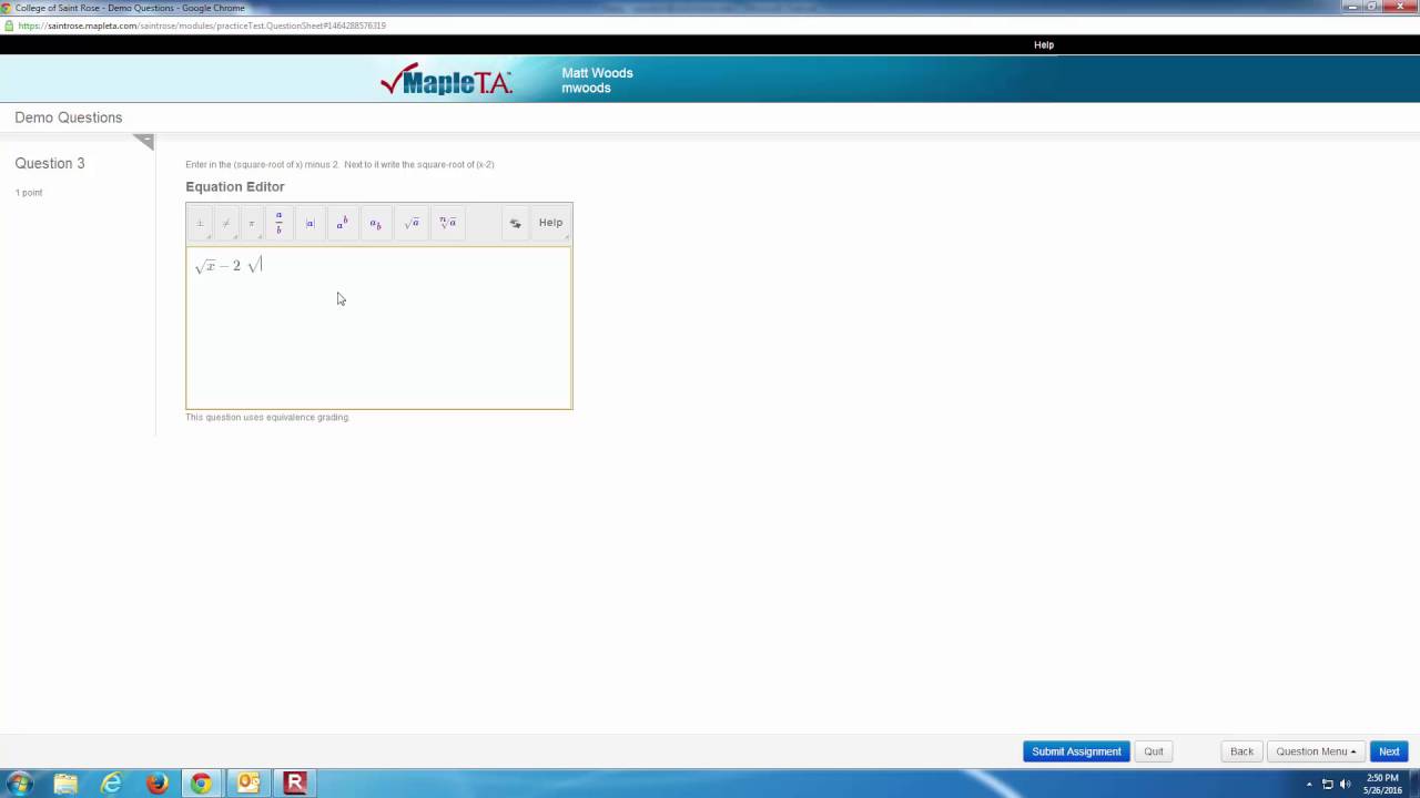 Entering in Answers in Maplesoft