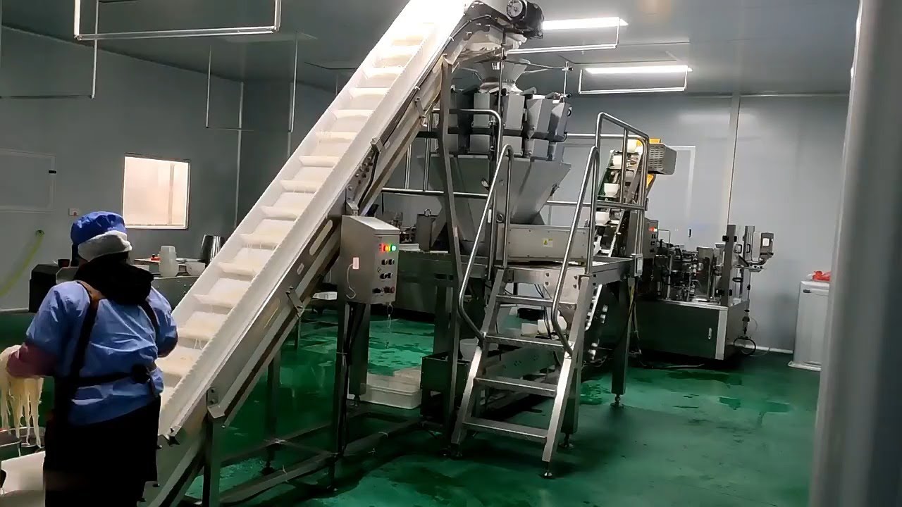 Multihead weigher with packaging machine for weighing noodles