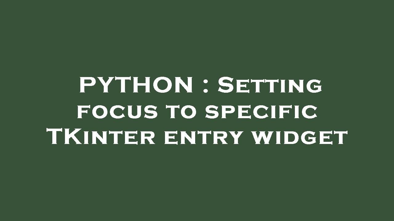 PYTHON : Setting focus to specific TKinter entry widget