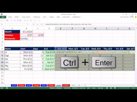 Excel Magic Trick 1126: Populate Calendar with "X" Based on Start, End, Weekend & Holiday Dates