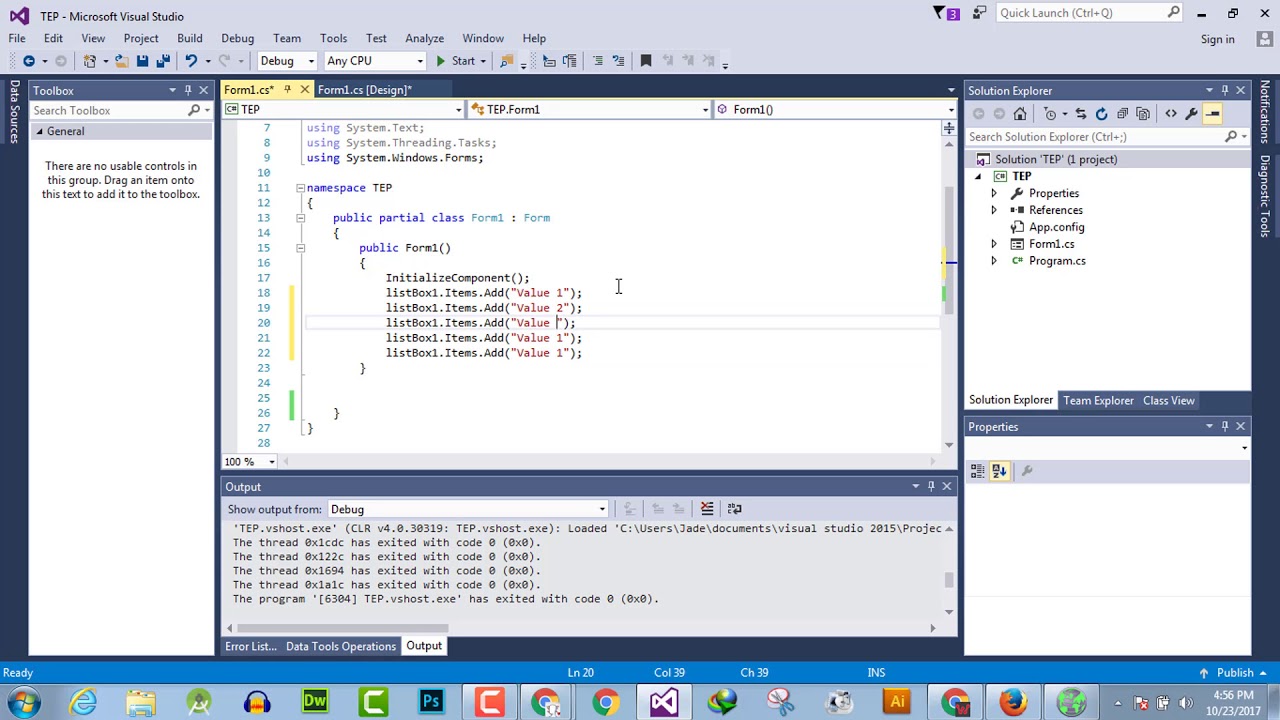 051 - A - Create C# ListBox and Add Values