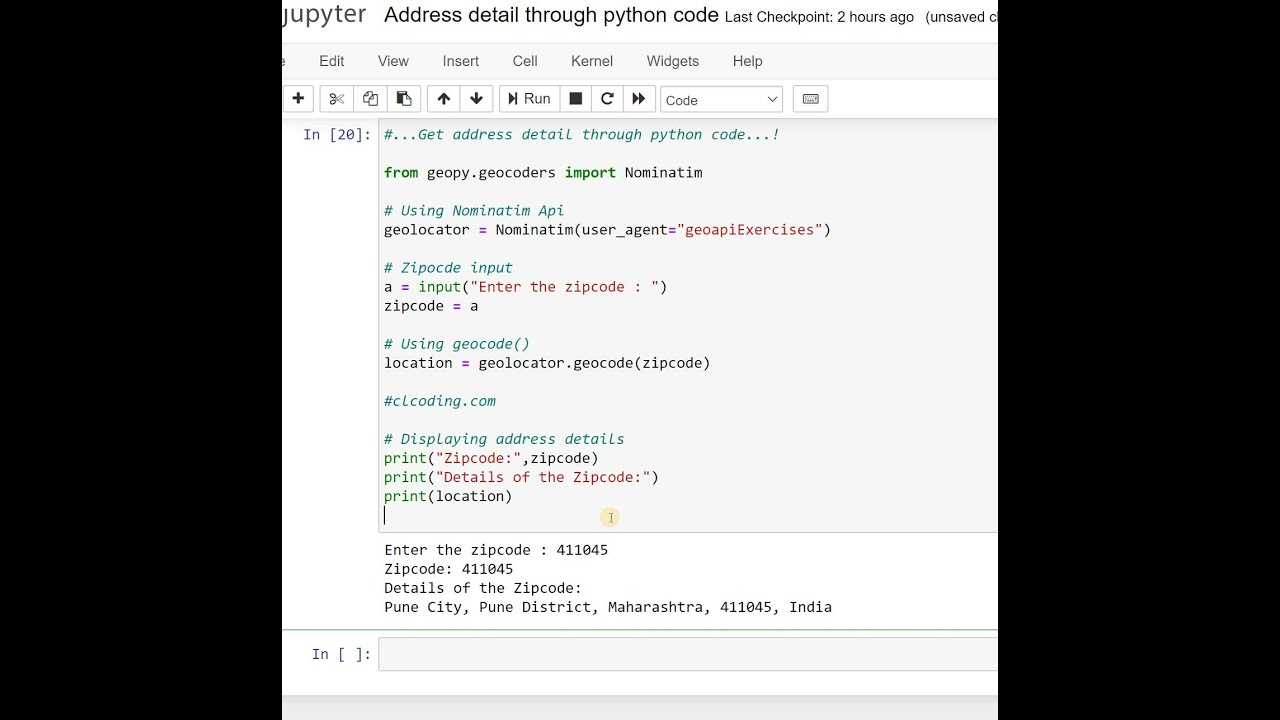 Address detail through python code