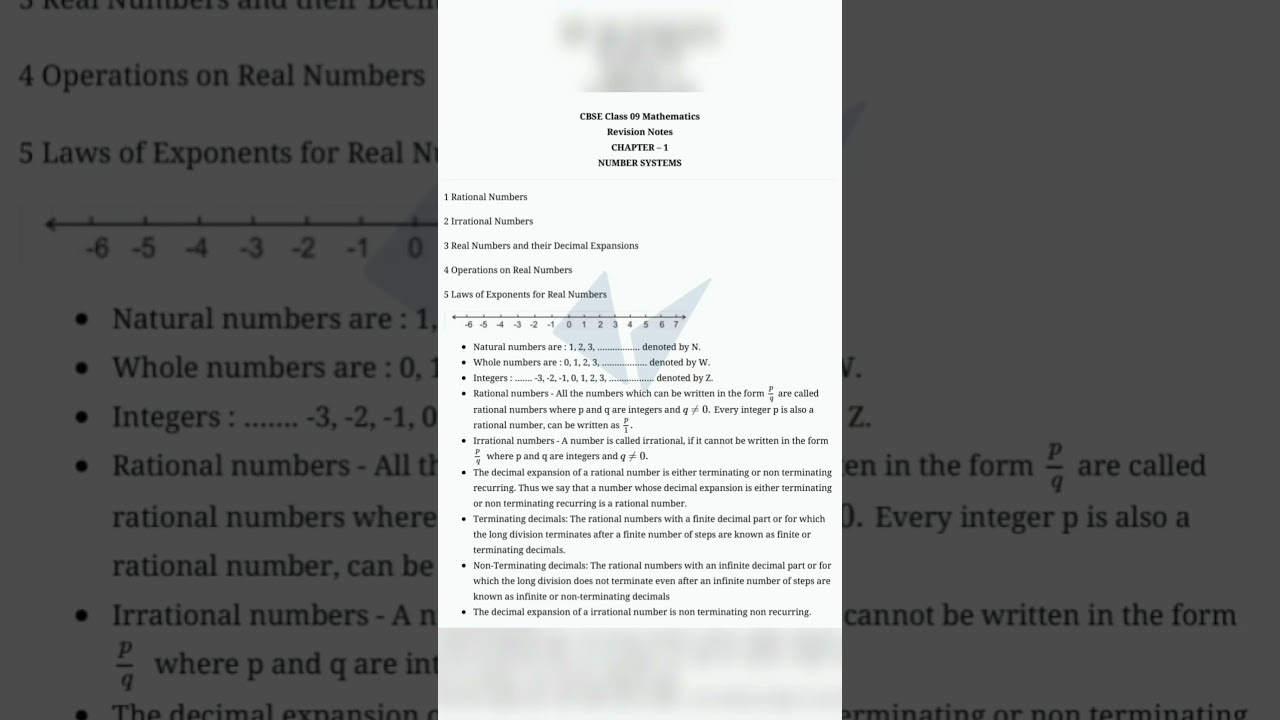 Class 9th|Math Chapter 1 Number System| |NCERT| |Notes|#studywithme