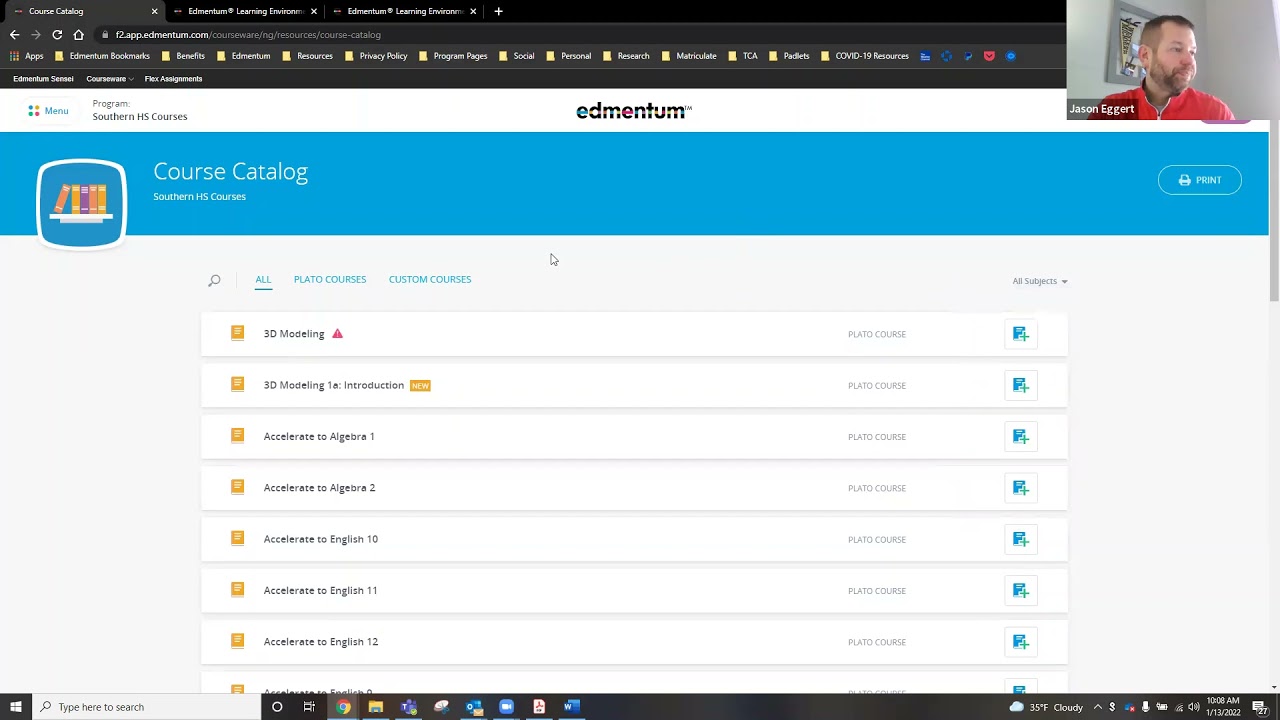 How to Browse the Curriculum in Edmentum Courseware
