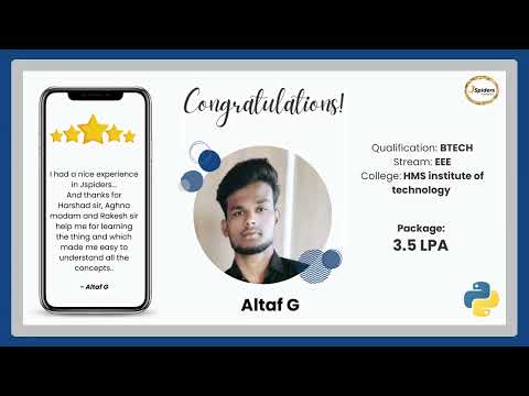 Student Successfully Placed | Python Full Stack Development | Jspiders Marathahalli | Altaf G