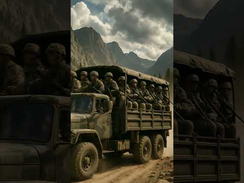 A group of soldiers are on a mission driving a truck.