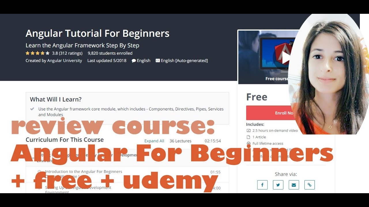 Angular Tutorial For Beginners - Udemy - Free | Reviewing online tech courses