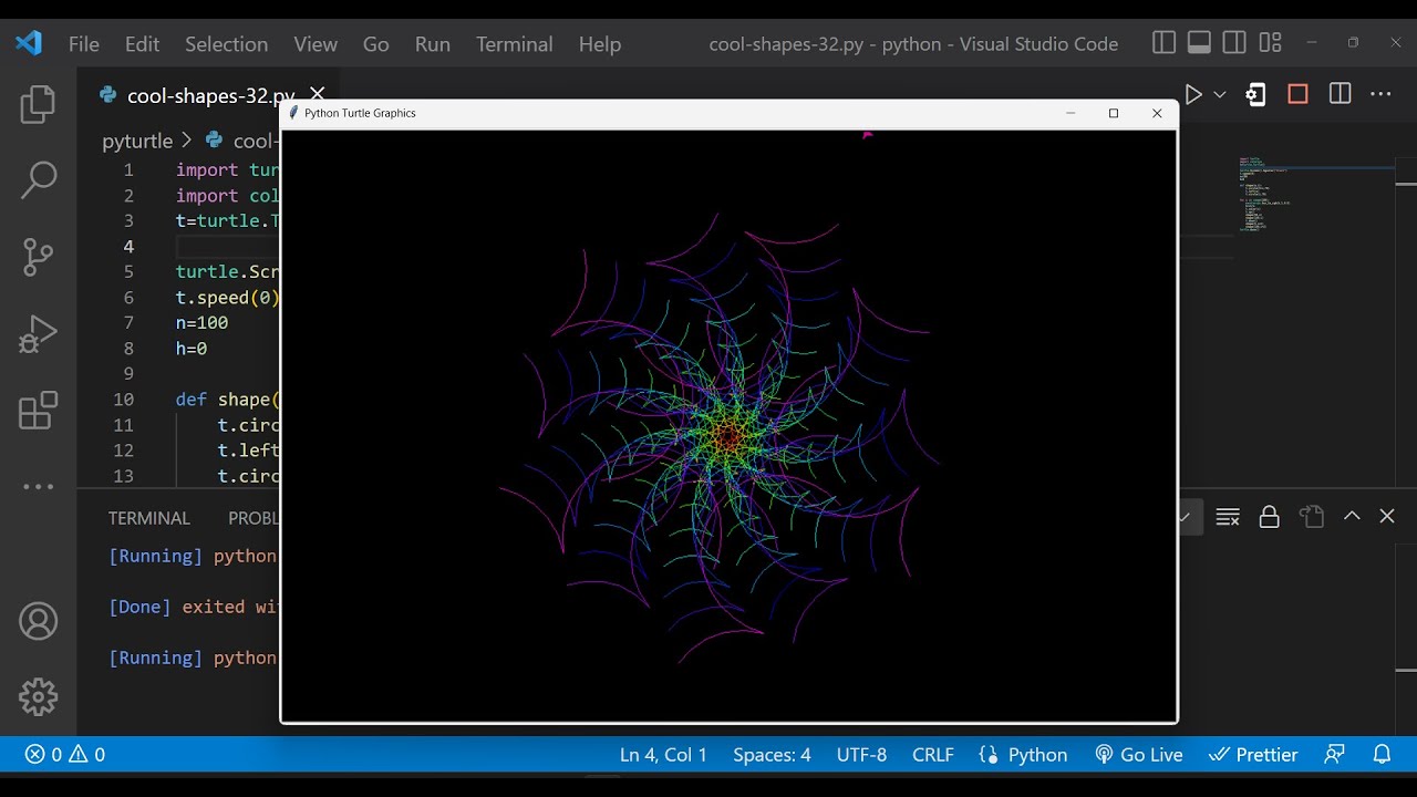Spider web drawing in python | Python Turtle Graphics - 41 |Coding video | Learnonpy |@Python_Shorts