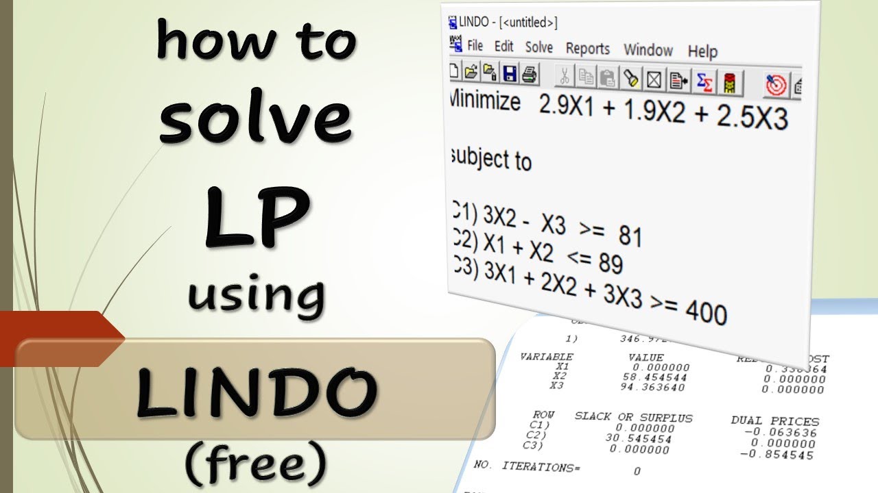 Solve LP using LINDO (Free)