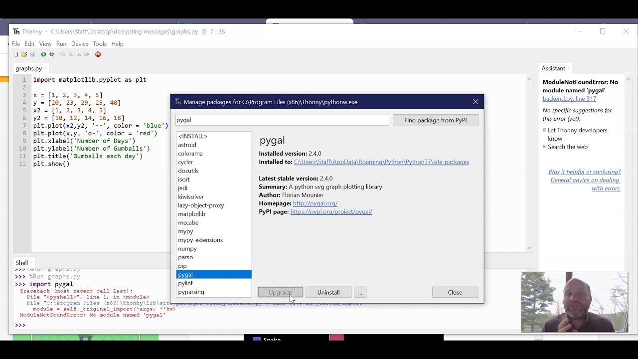 Python Graphs Video 5 Importing Pygal