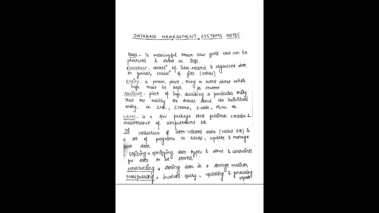Database management system notes #database